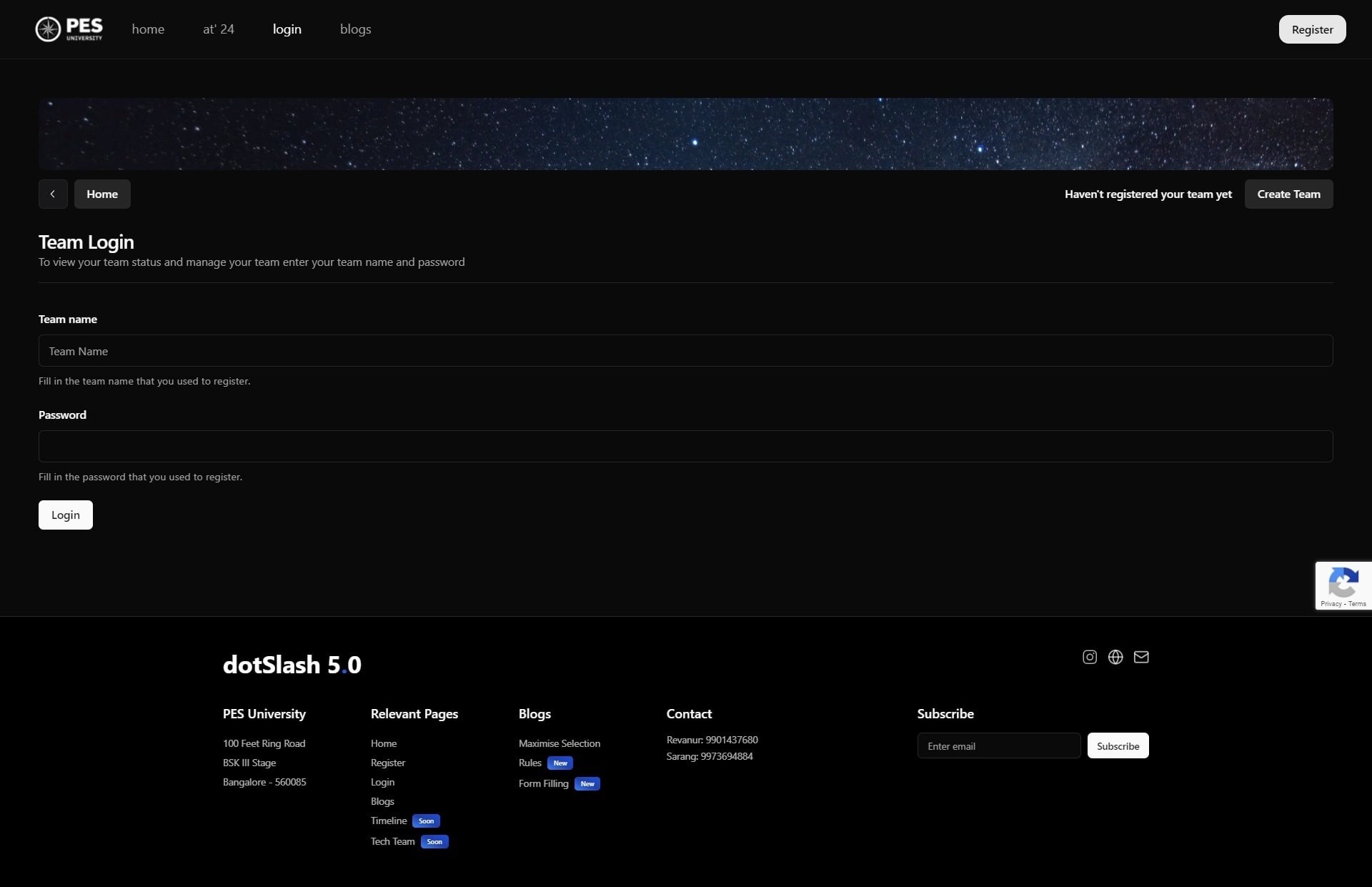 Team Login | dotSlash 5.0